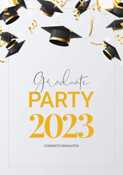 Greeting Card Design Graduation 2023 Falling Graduation Caps Confetti ...