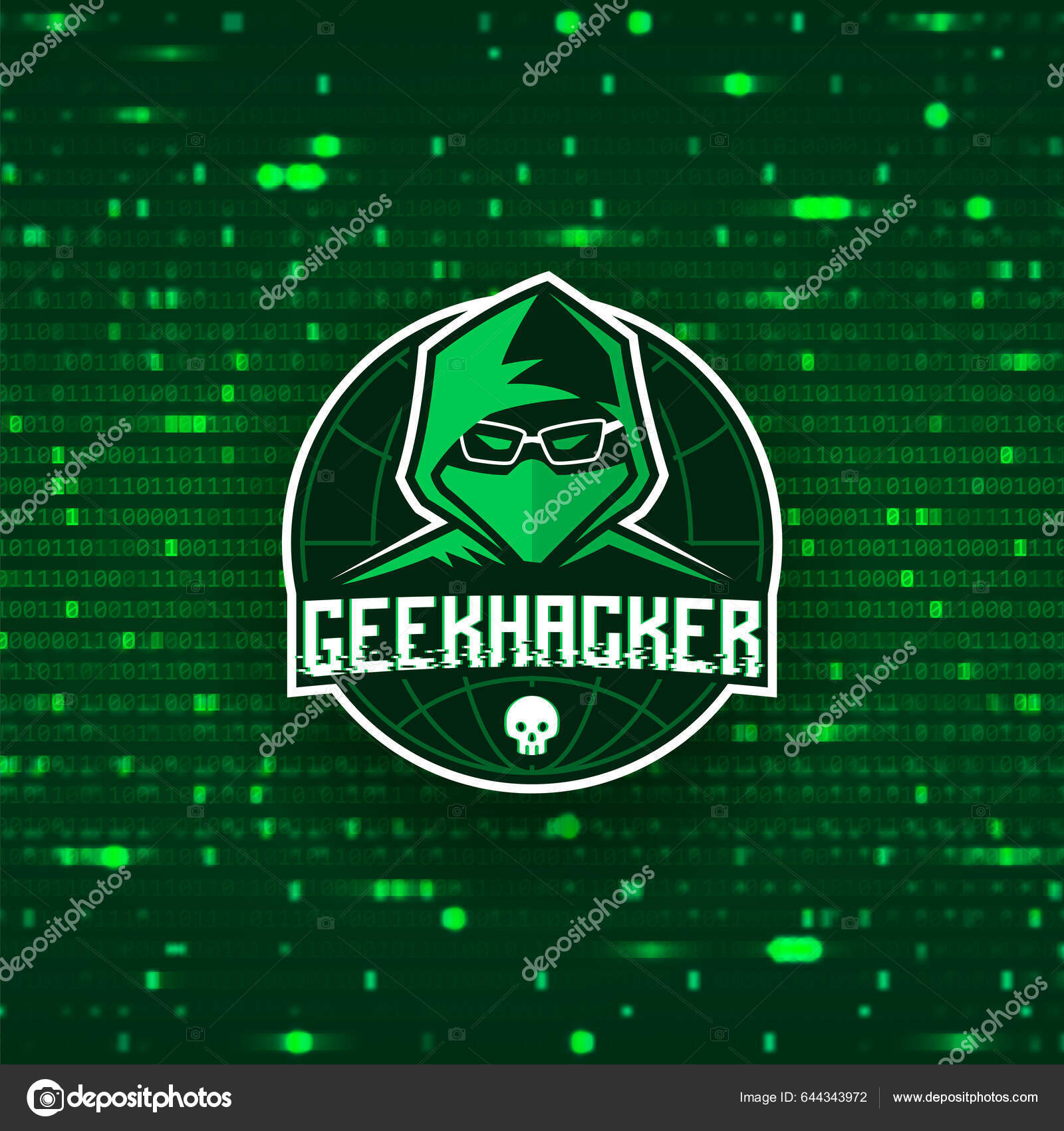 Plantilla Logo Geek Hacker Símbolo Verde Del Ladrón Digital Icono ...