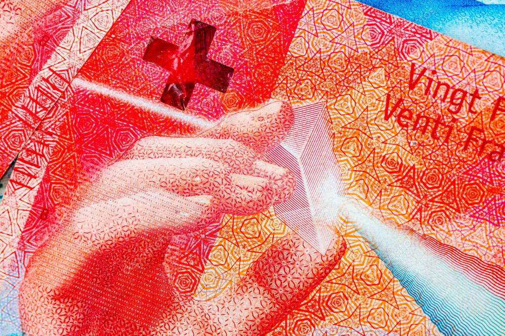 Billetes de CHF, foto detallada del franco suizo. Franco suizo moneda 2024