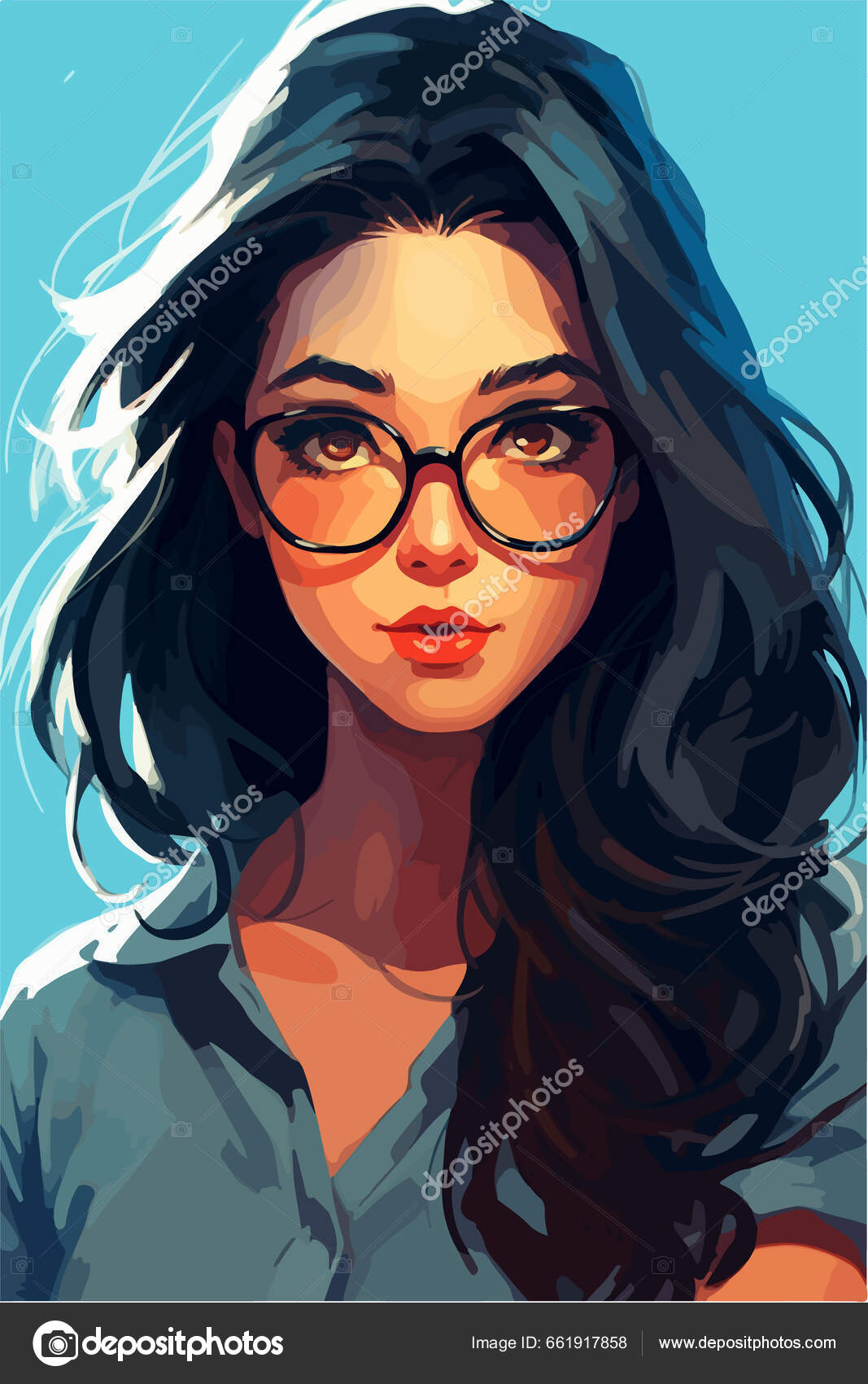 Portrait Beautiful Young Woman Stock Vector By ©nadunprabodana 661917858