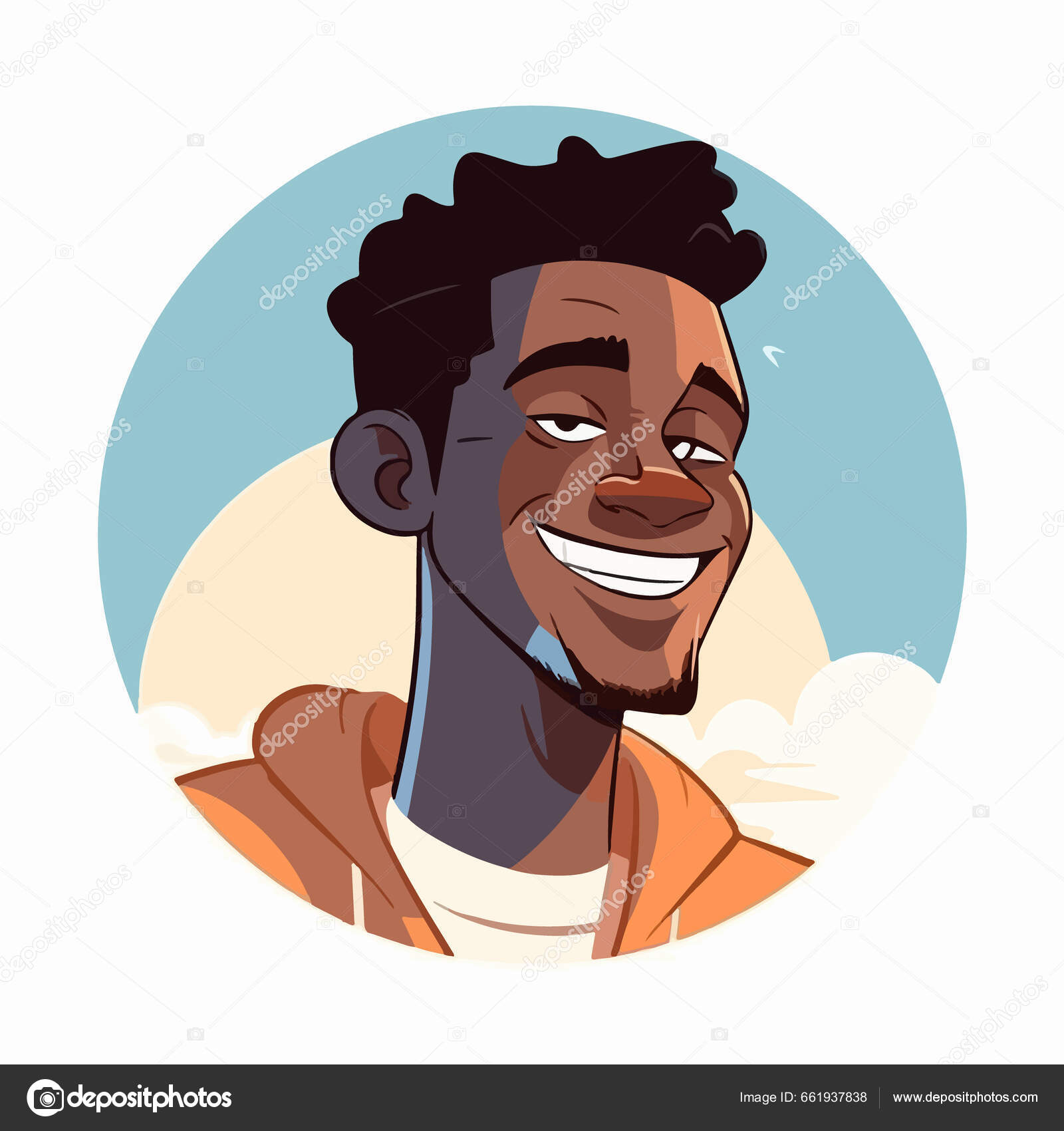 Negro Afro Hombre Con Una Sonrisa Vector de stock #661937838 de ...