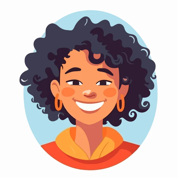Linda Mujer Sonriente Con Pelo Rizado Ilustración Dibujos Animados Vector Vector de stock por ...