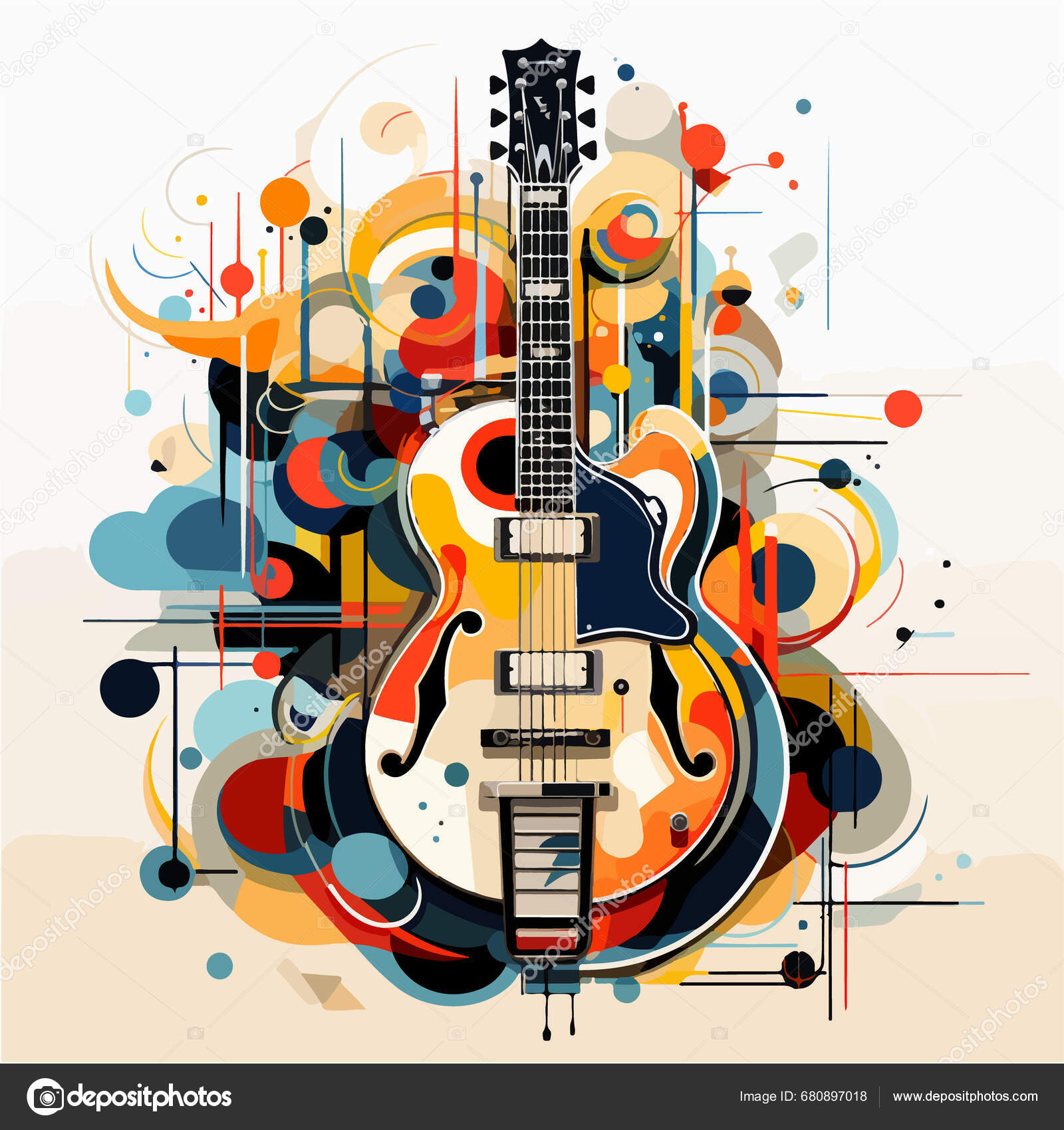 Fondo Musical Con Guitarra Musical Vector de stock #680897018 de ...