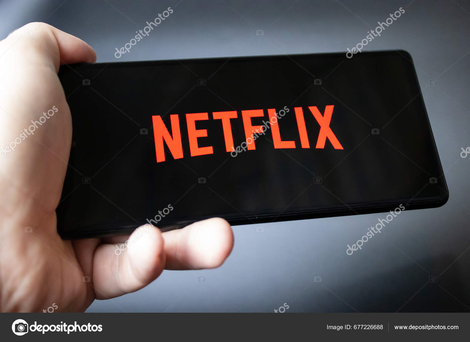 Hand Holding Smartphone Netflix Streaming Service Logo — Stock ...