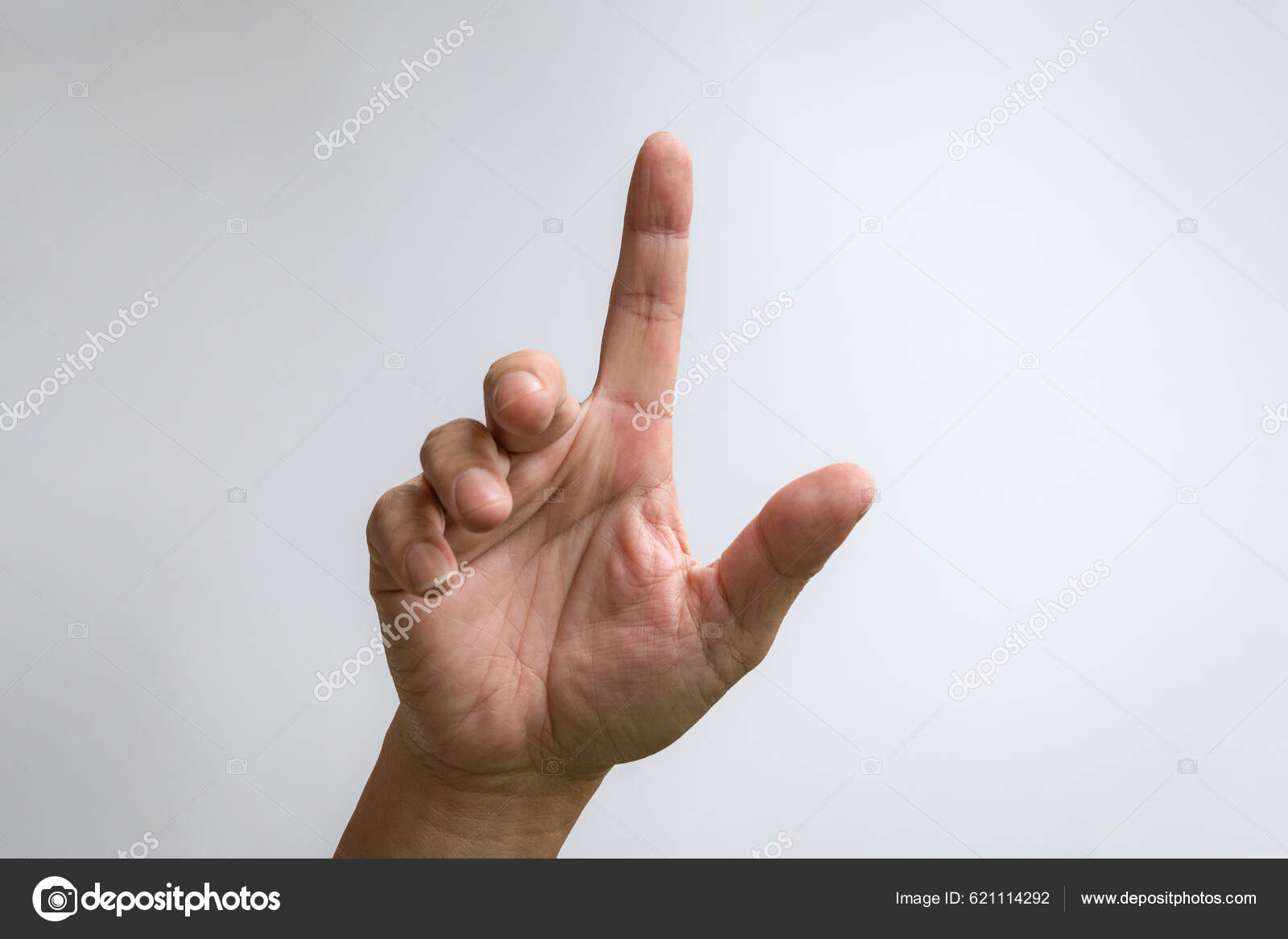 Index Finger Pointing Something Palm Hand Facing Front — Stock Photo ...