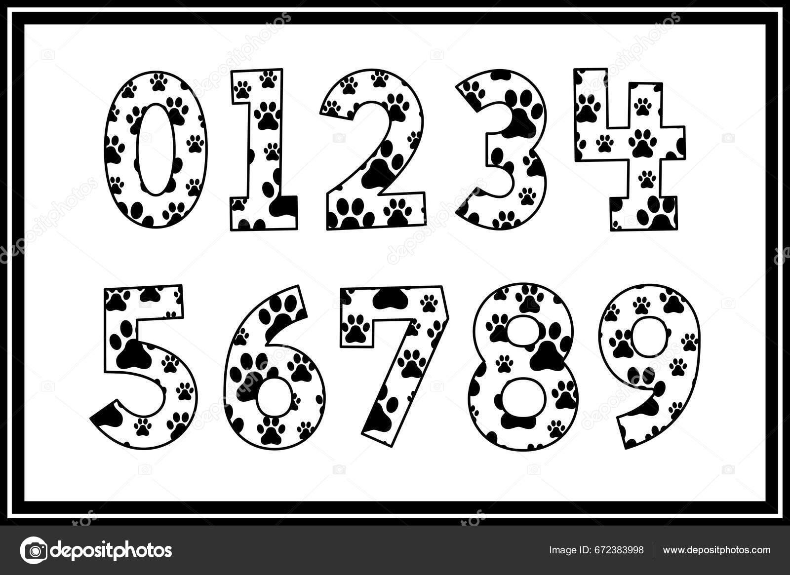 Versatile Collection Dog Paw Numbers Various Uses Stock Vector by ...