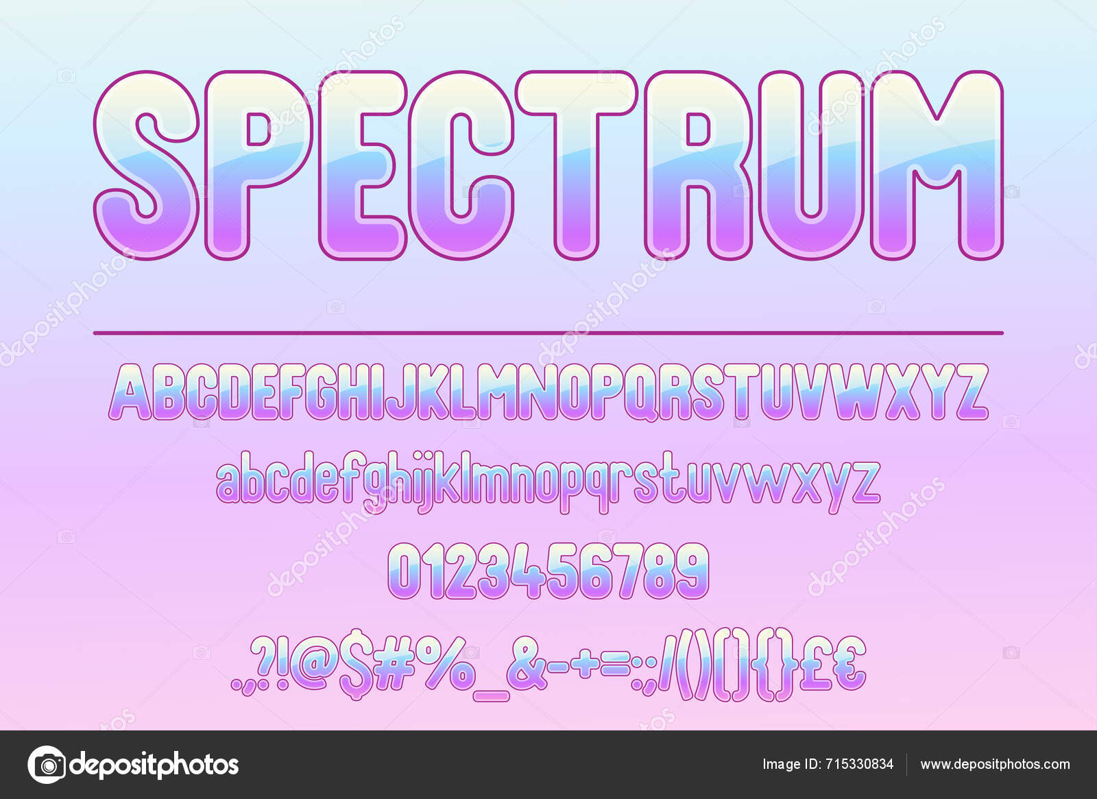 Elegant Spectrum Gradient Typeface Design Conjunto Fontes Coloridas ...