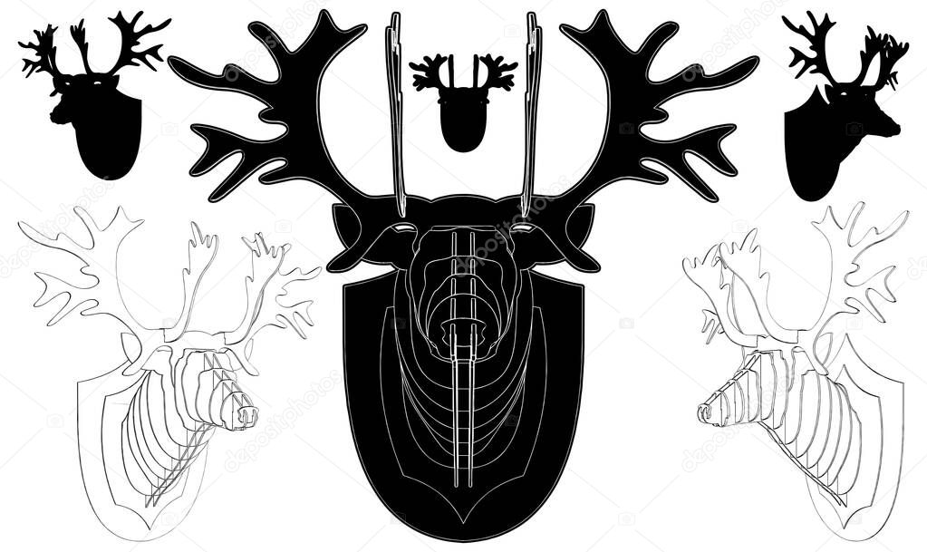 Vector de cabeza de alce de pared. Ilustración Aislado sobre fondo ... Vector de cabeza de alce de pared. Ilustración Aislado sobre fondo ...