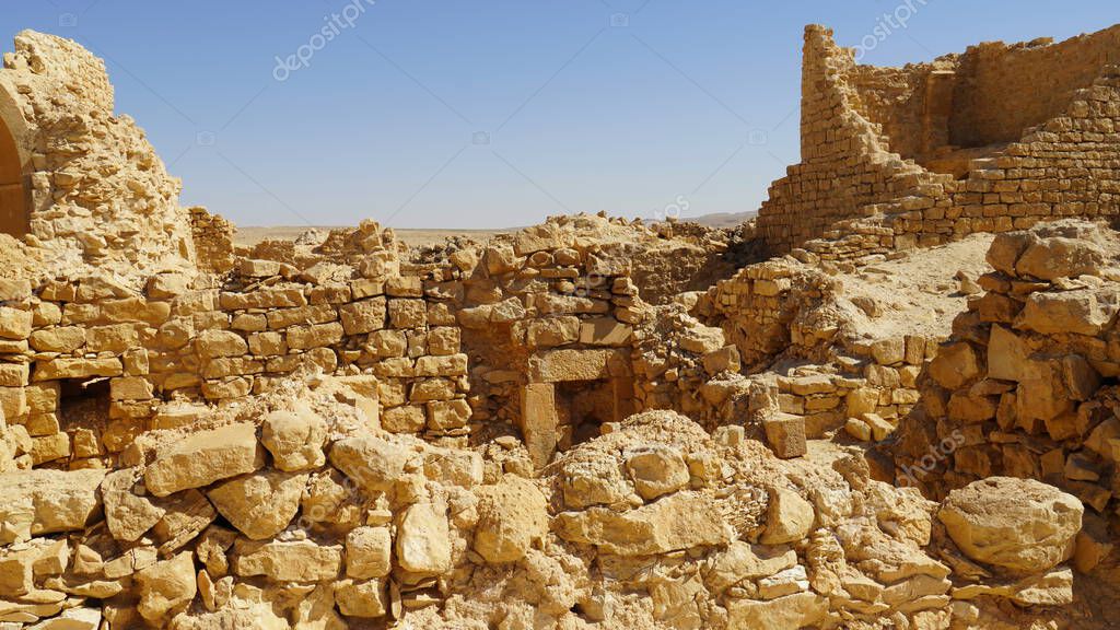 Ruinas de una antigua ciudad de Nabatea Shivta en Israel, desierto de ...