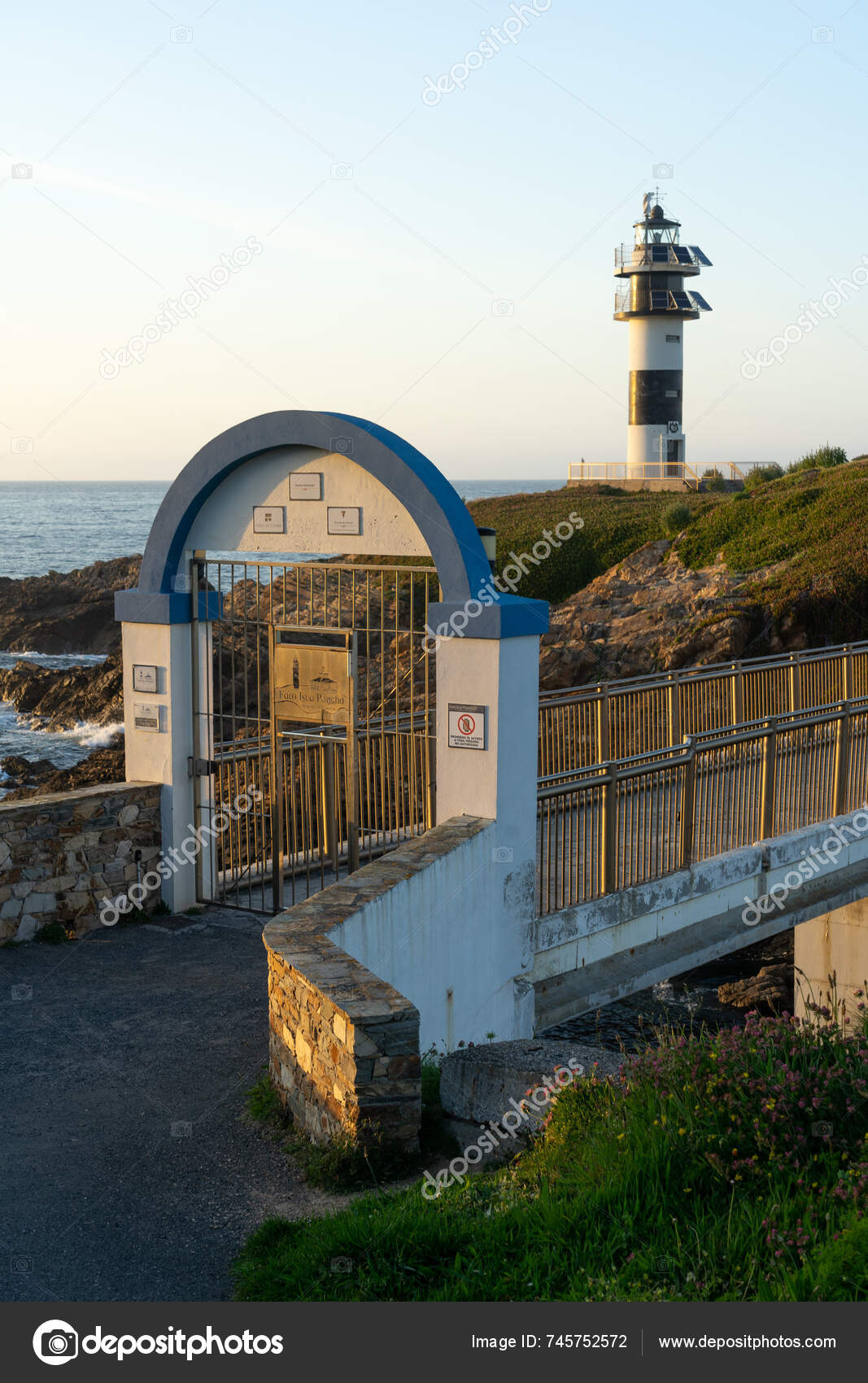 Ribadeo Spain May 2022 Pancha Island Lighthouse Sunset Ribadeo Coast ...