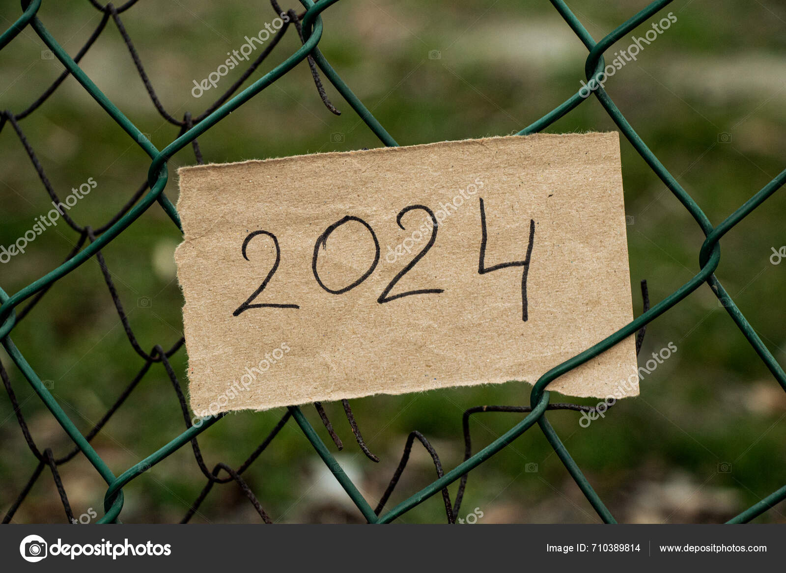 Brown Piece Paper Text 2024 Hangs Fence Background Year 2024 — Stock ...