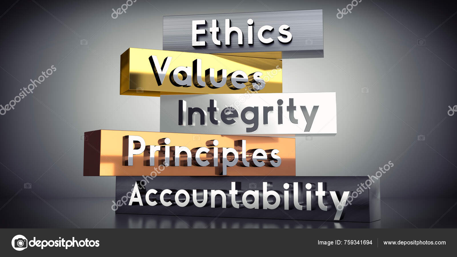 Ethics Values Integrity Principles Accountability Words Metal Blocks ...