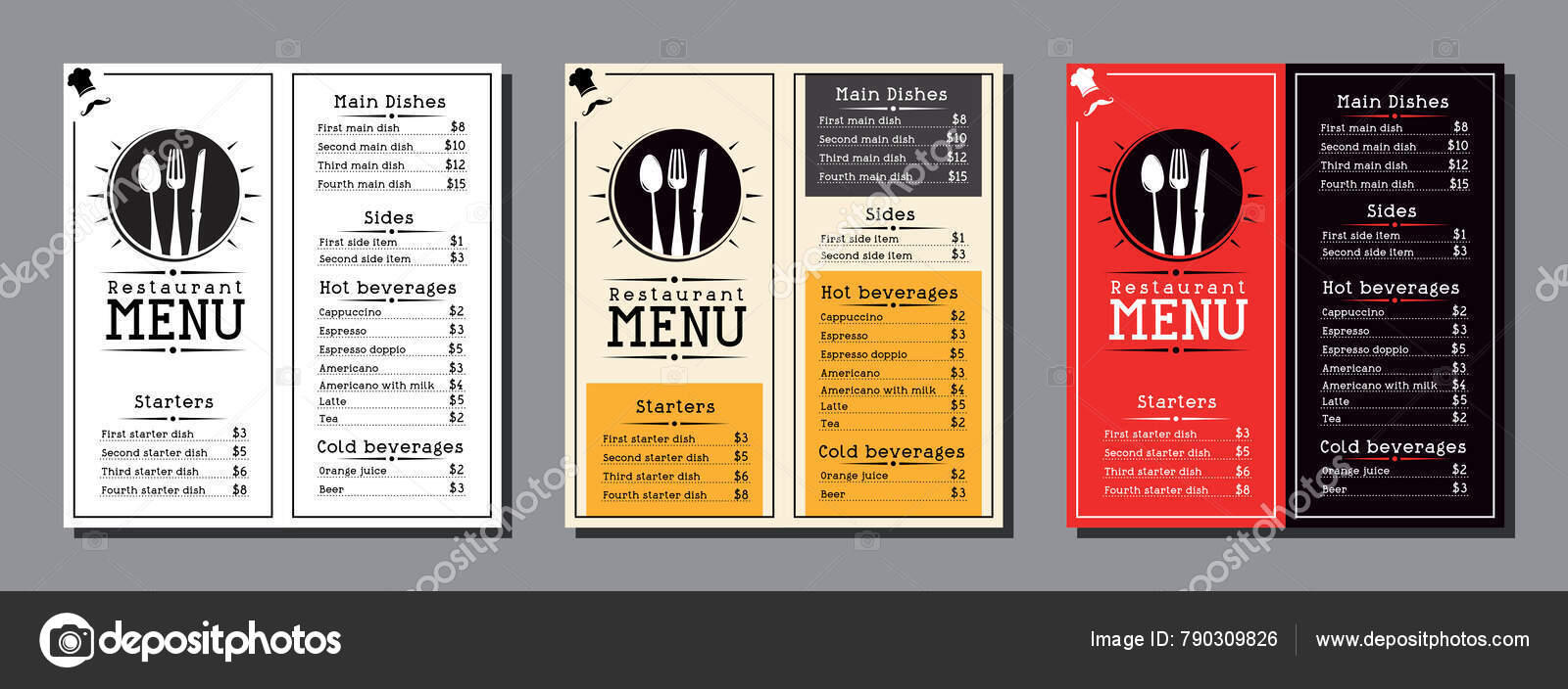 Restaurant Menu Card Template Format Vector Illustration Stock Vector ...