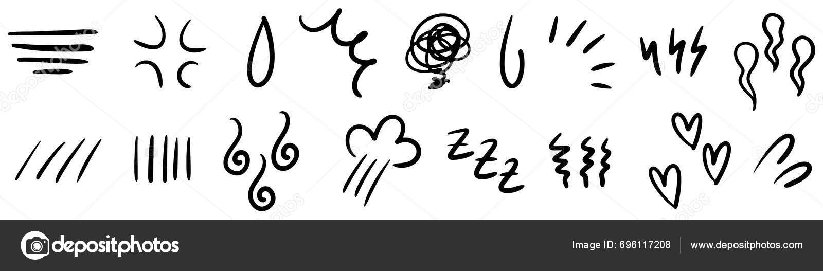 Set Hand Drawn Doodle Expression Sign Concept Design Isolated White ...