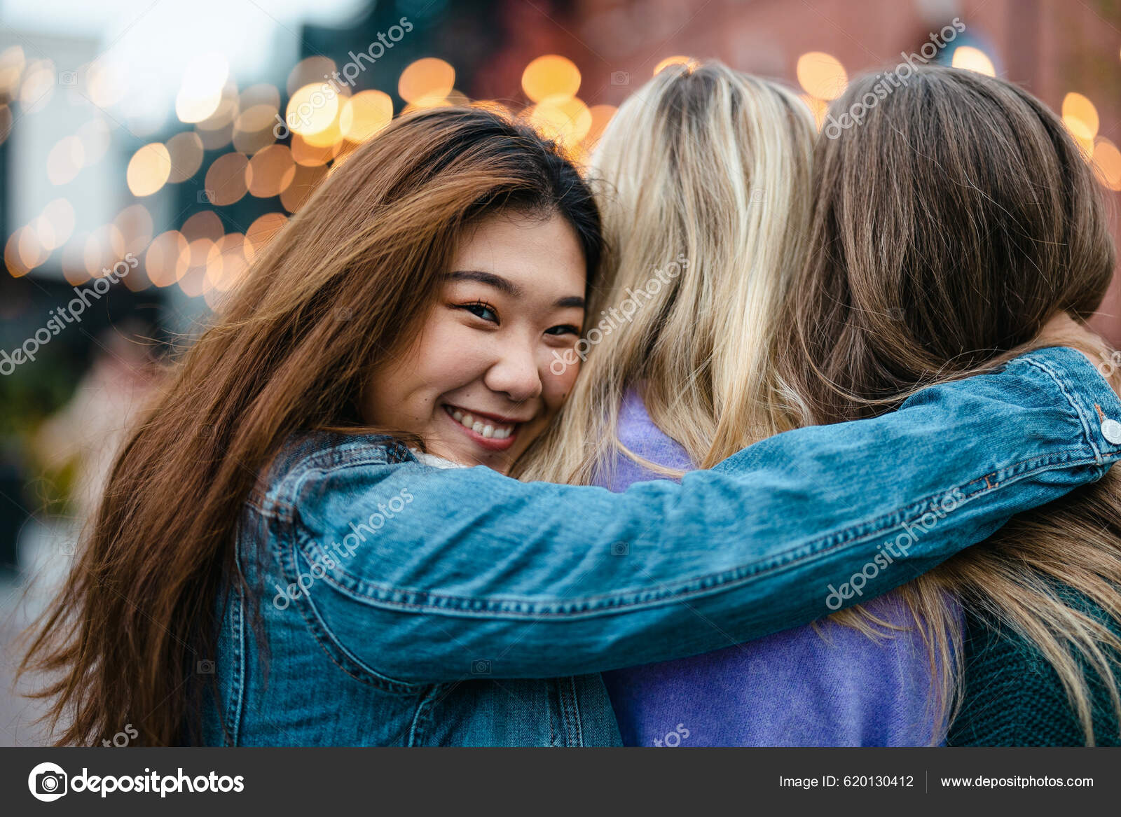 Three Friends Hugging