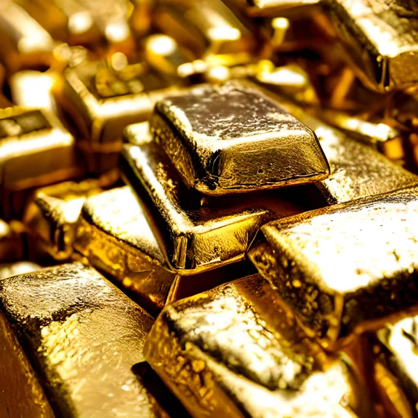 Close-up gold bullion are rectangular blocks, They are typically made ...