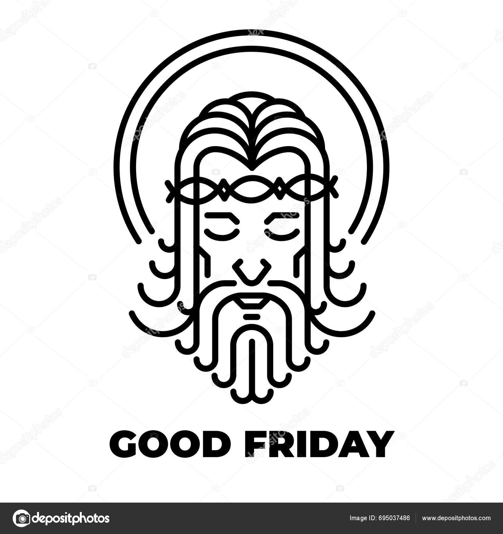 Jesus Christ Face Line Art Logo Black White Icon Vector Stock Vector by ...