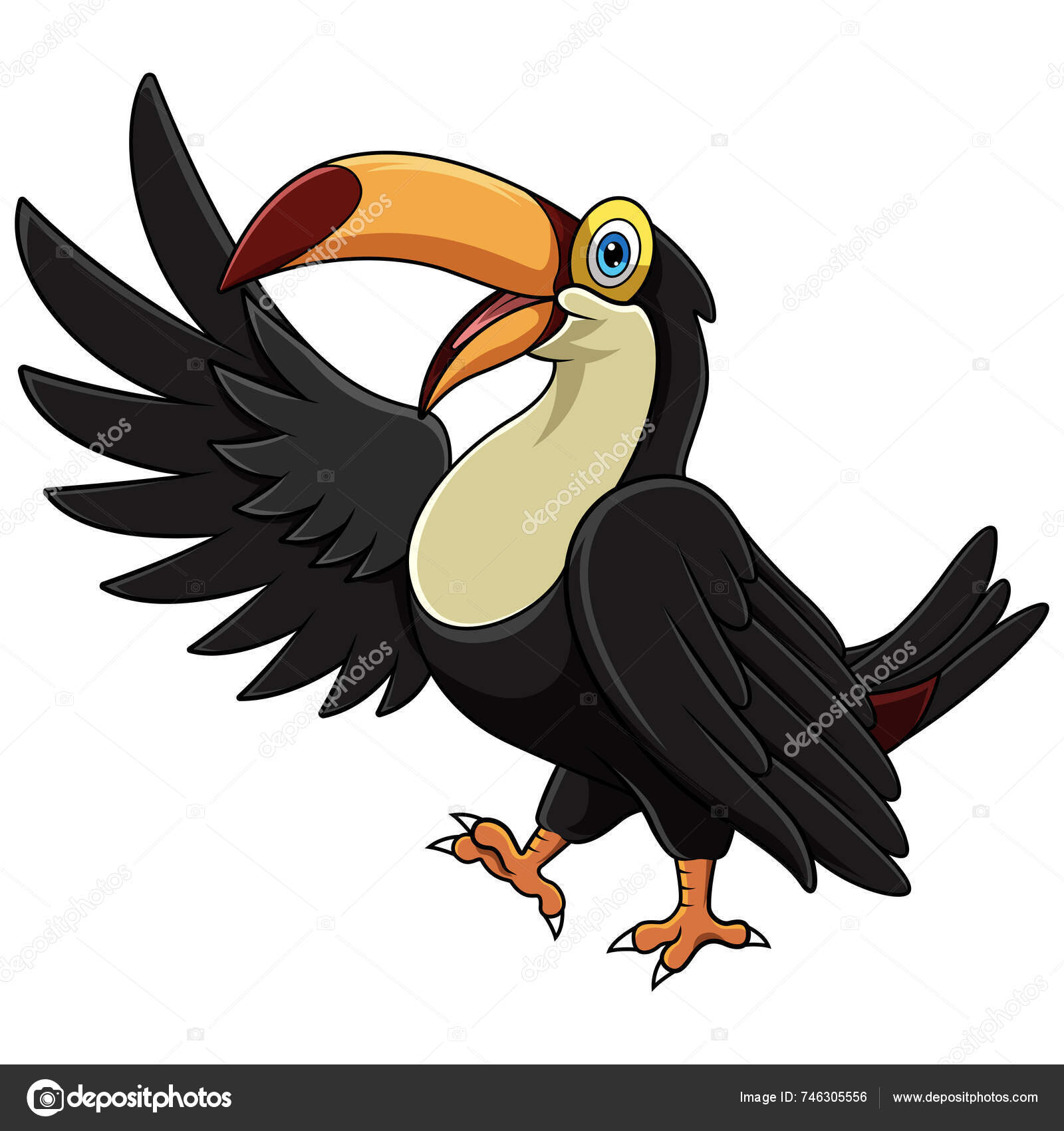 Cartoon Toucan Bird Waving Wing — Stock Photo © ciputra #746305556