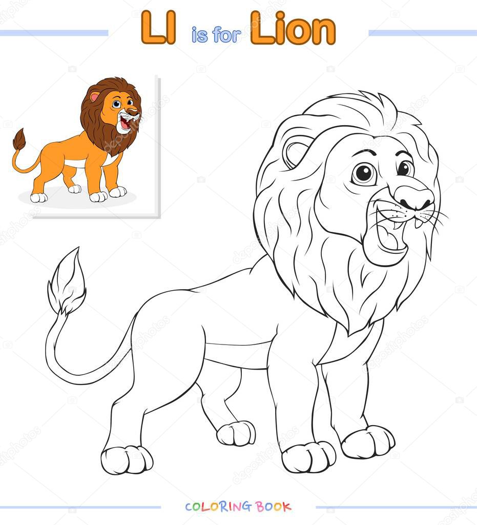 página para colorear animal León cartoon.vector, listo para usar, listo ...