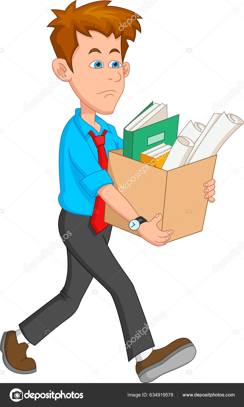 Sad Employee Fired Job Cartoon Stock Vector by ©lawangdesign 634919578