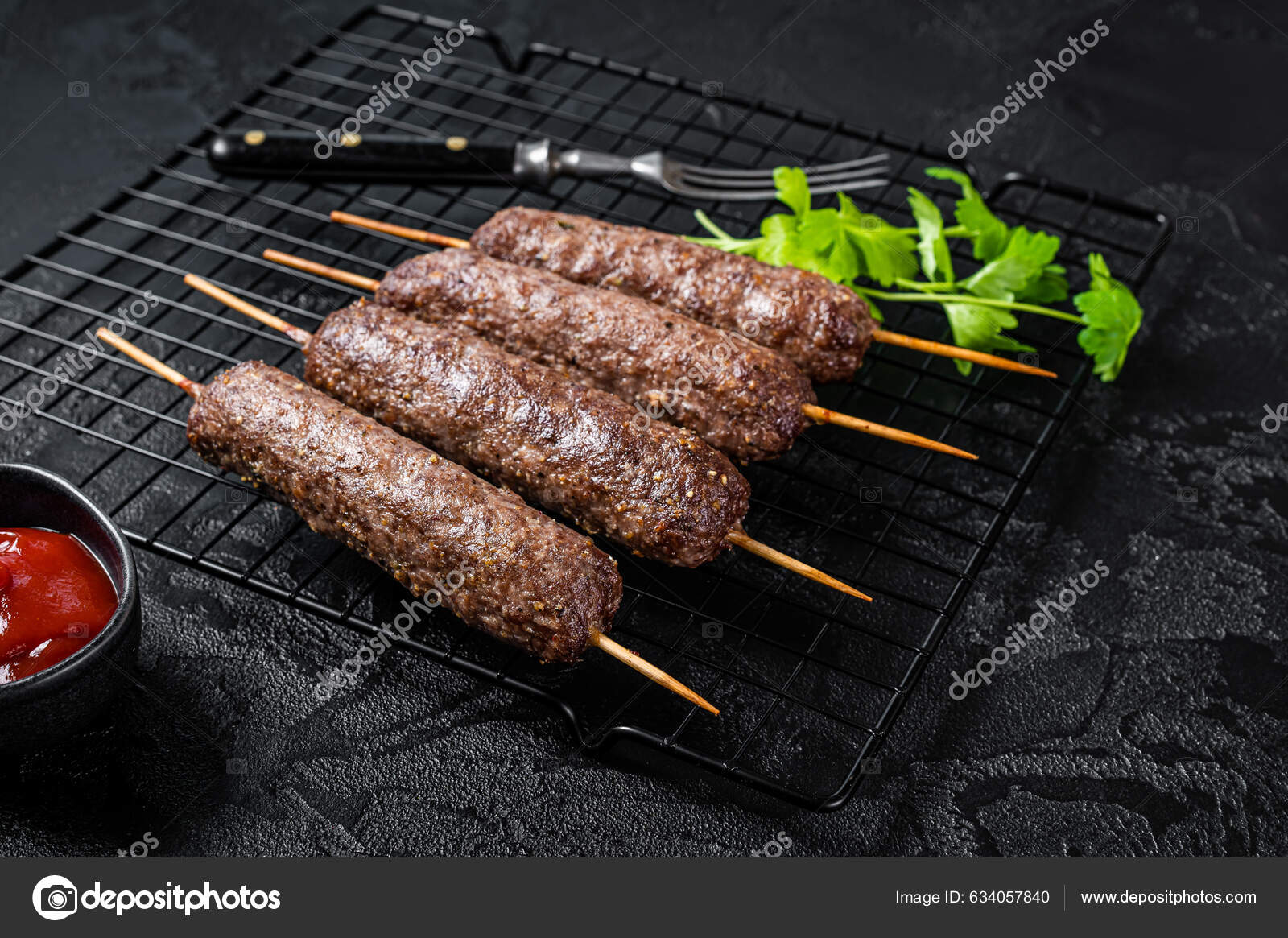 Grilled Shish Kebab Arabic Kofta Kofte Kebab Mince Lamb Beef — Stock ...