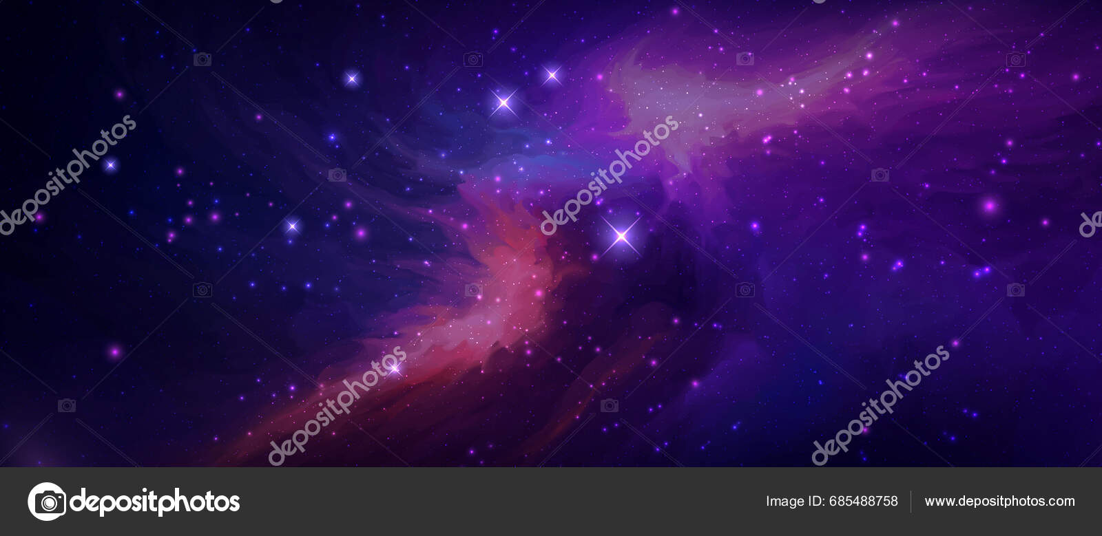 Space Vector Background Realistic Nebula Shining Stars Magic Colorful ...