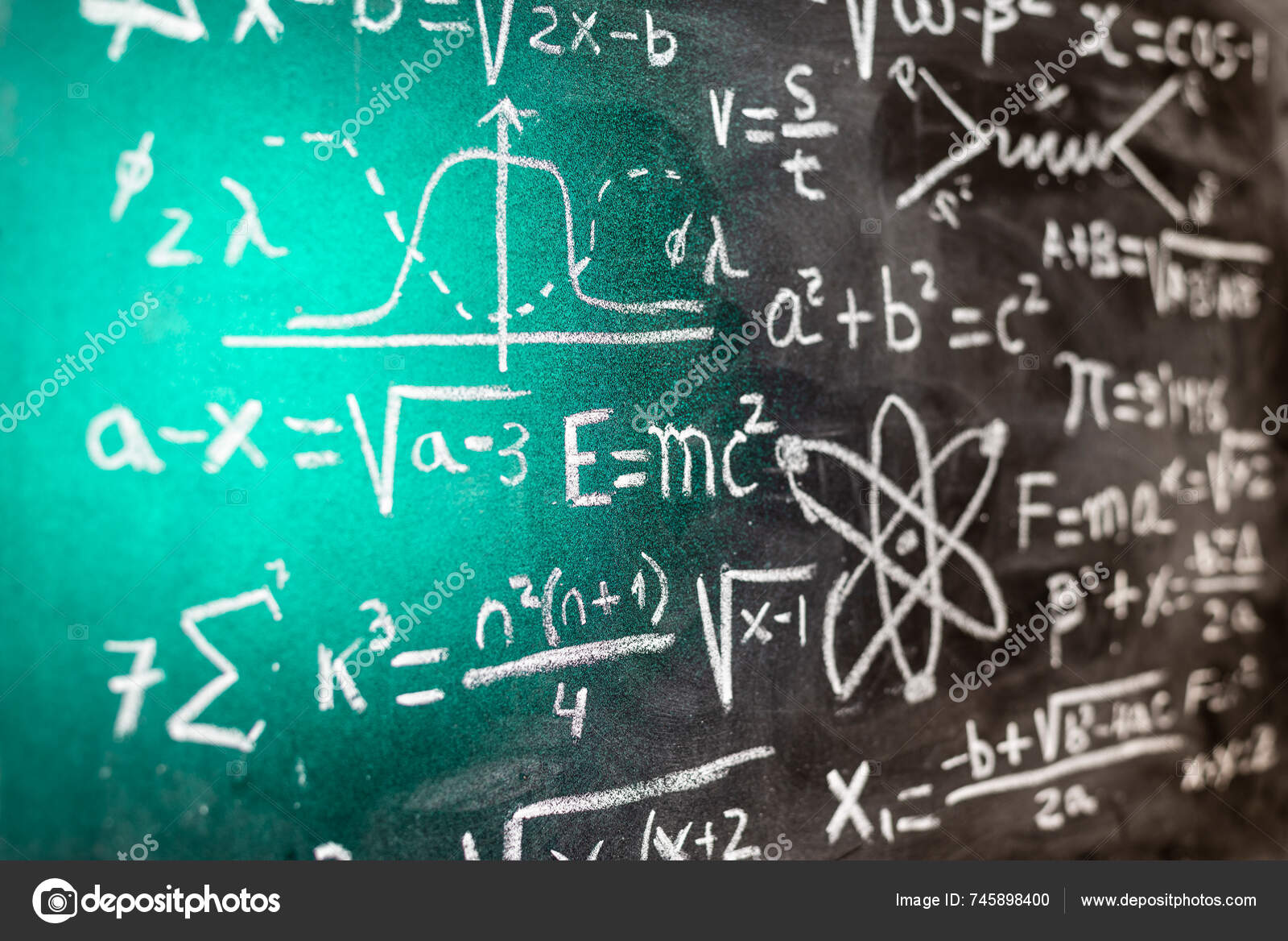 Mathematical Operations Quantum Physics Formulas Handwritten Chalk ...