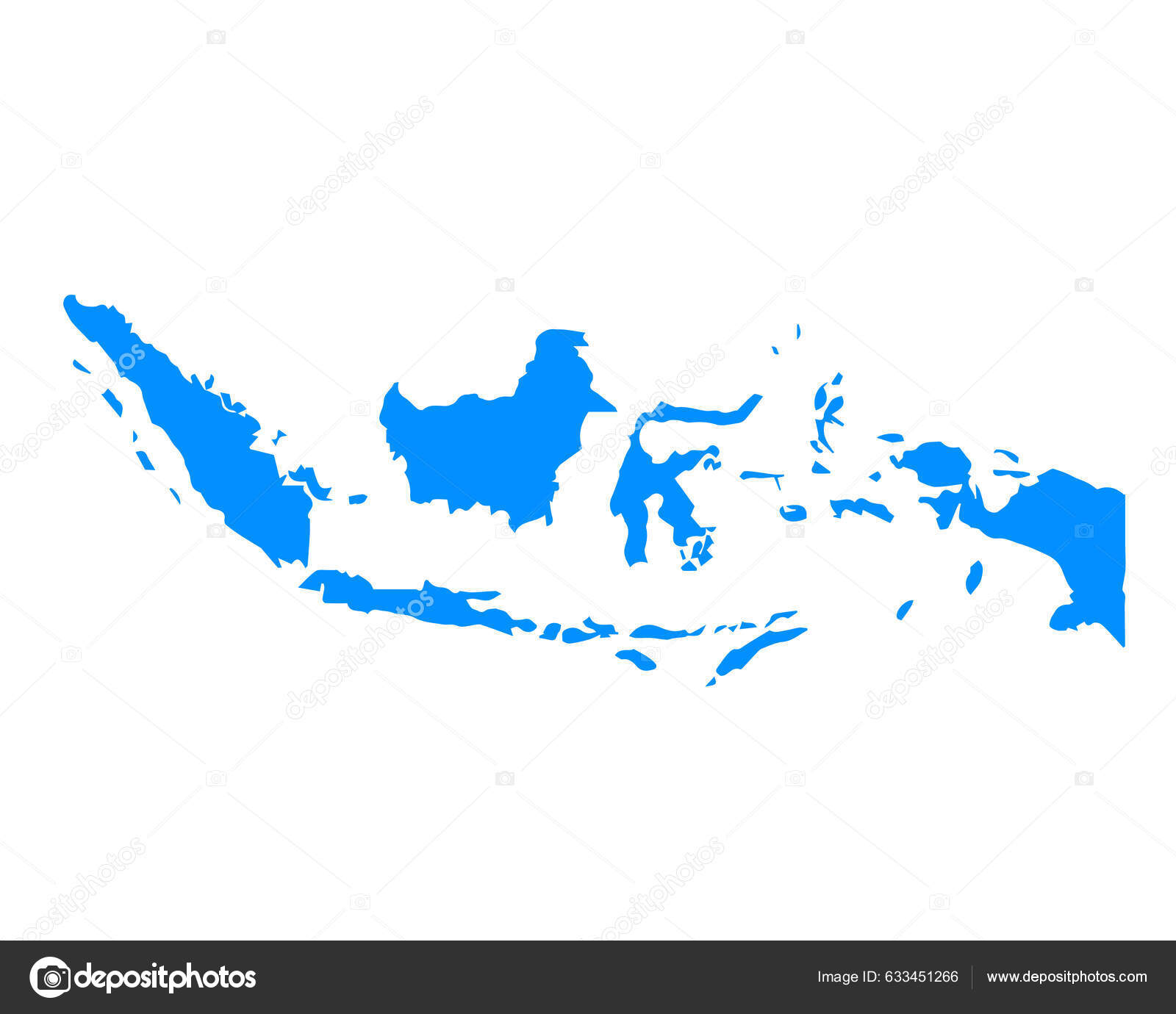 Blue Coloured Map Design Country Indonesia Isolated White Background ...