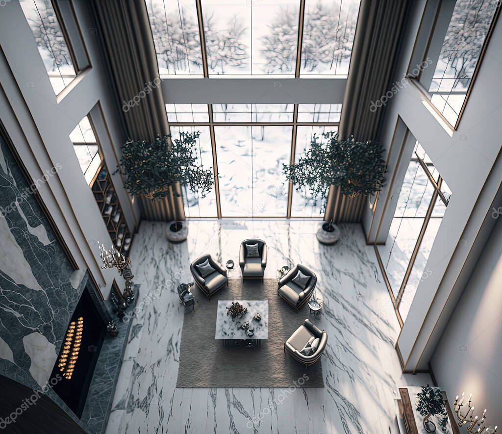 Top view interior design of luxury Lavish apartment with marble floor ...