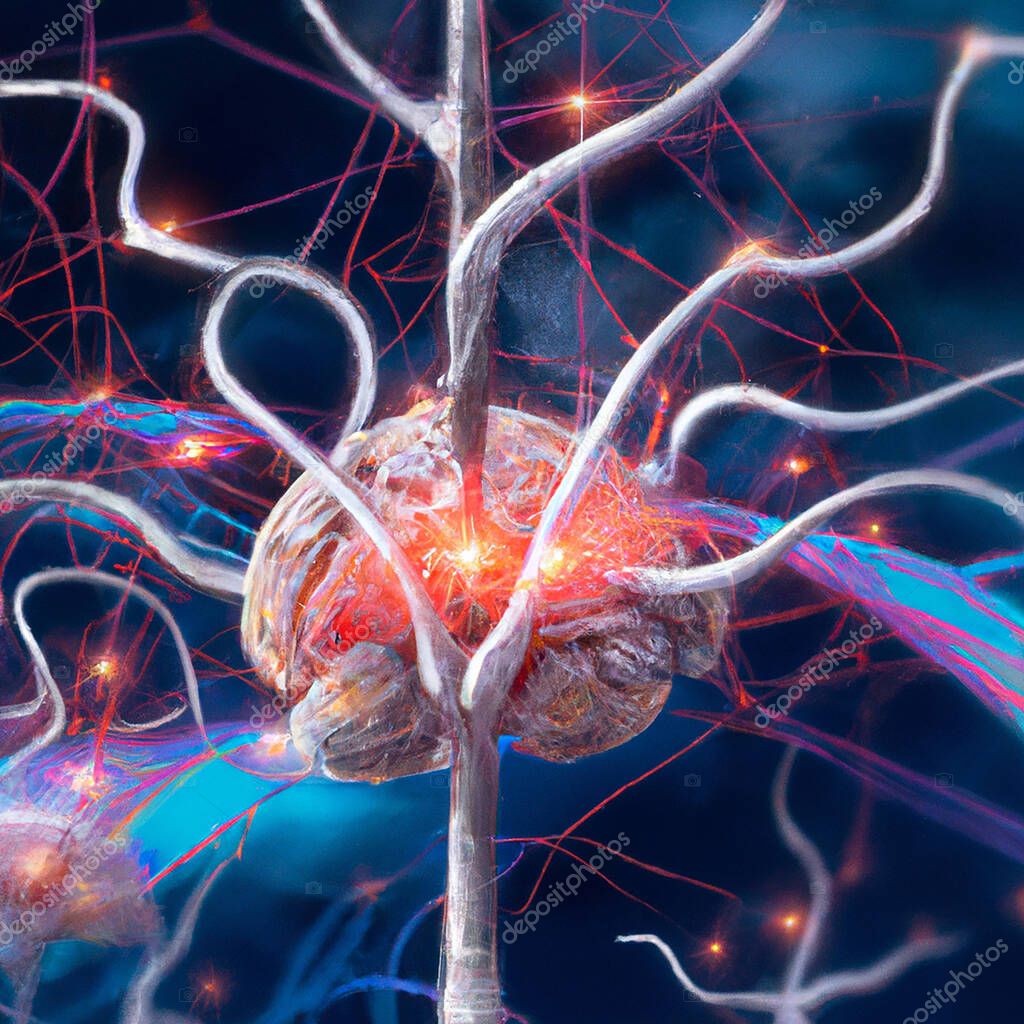 Vista microscópica de neuronas. Conexiones cerebrales. Sinapsis ...