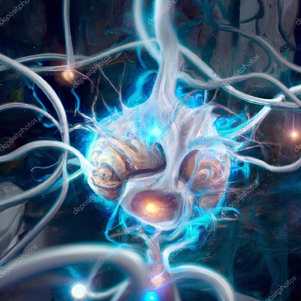 Vista microscópica de neuronas. Conexiones cerebrales. Sinapsis ...