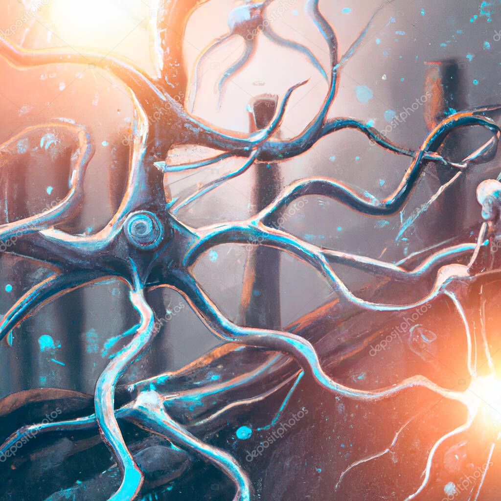 Vista microscópica de las sinapsis. Conexiones cerebrales. Neuronas y ...