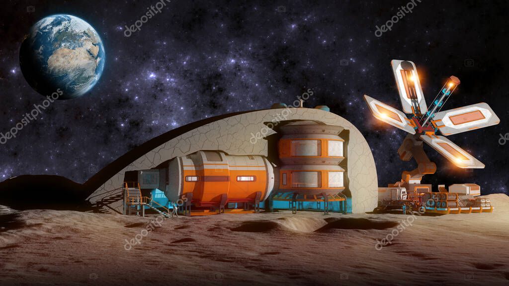 Base lunar, puesto de avanzada espacial. Primer asentamiento en la luna ...