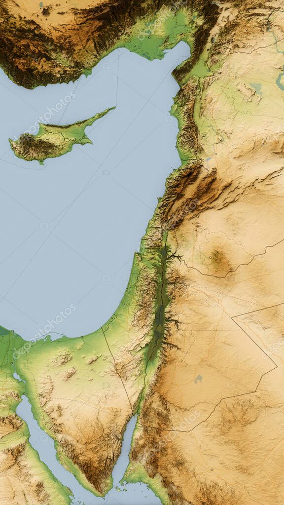 Mapa físico del mundo, vista satelital del Medio Oriente. África, Asia ...