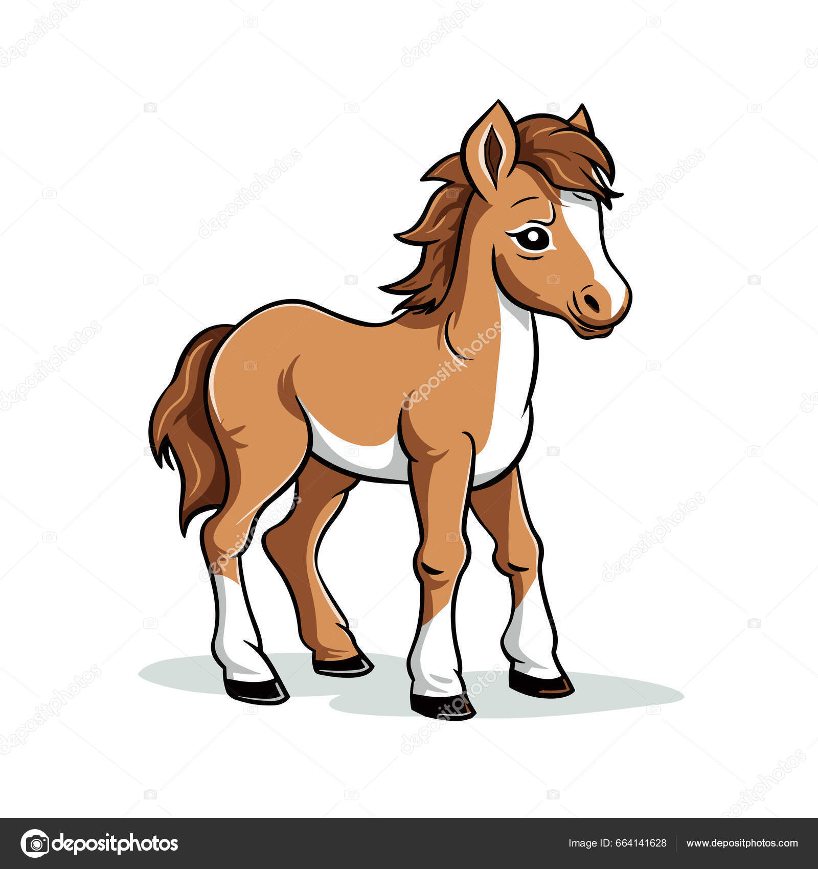 Potro Foal Ilustração Desenhada Mão Vector Doodle Estilo Desenho ...