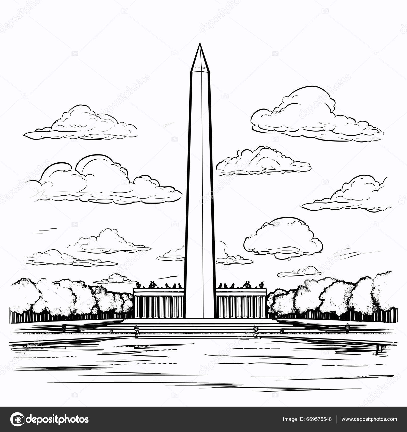 Washington Monument Hand Drawn Comic Illustration Washington Monument ...