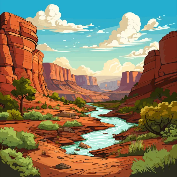 Grand Canyon Hand Drawn Comic Illustration Grand Canyon Vector Doodle ...