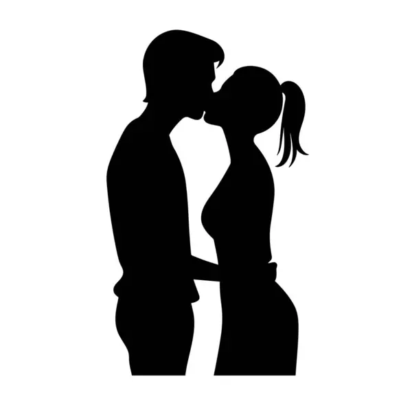 Couple Silhouette Couple Black Icon White Background Stock Vector By