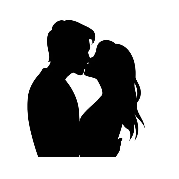 Couple Silhouette Couple Black Icon White Background Stock Vector By