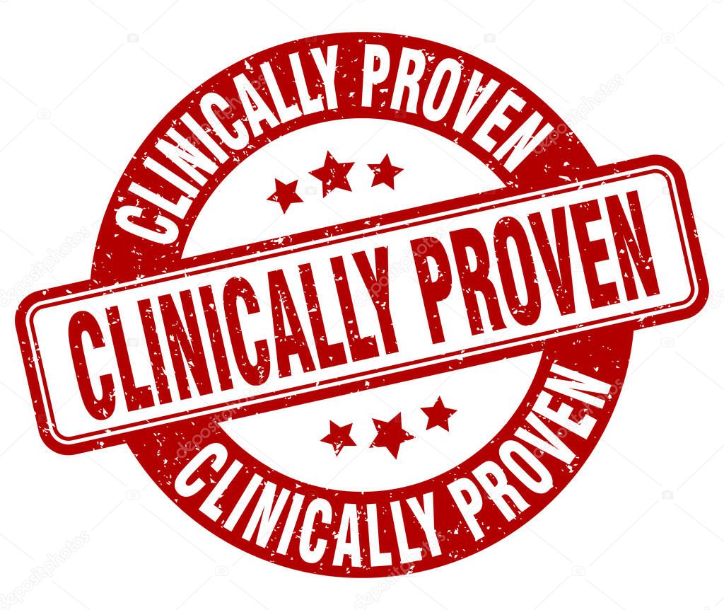 sello clínicamente probado. Signo clínicamente probado. etiqueta grunge ...