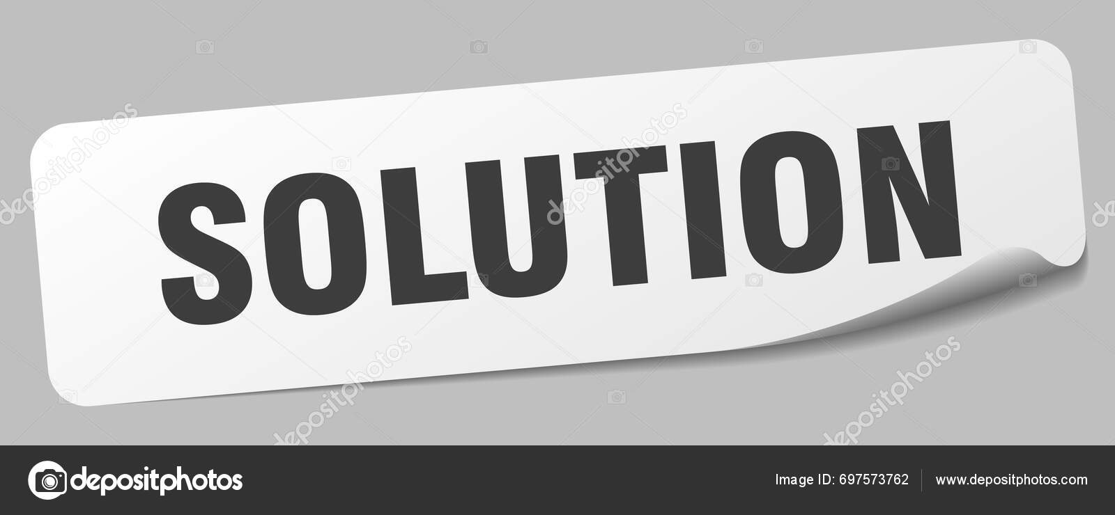 Solution Sticker Solution Rectangular Label Isolated White Background ...
