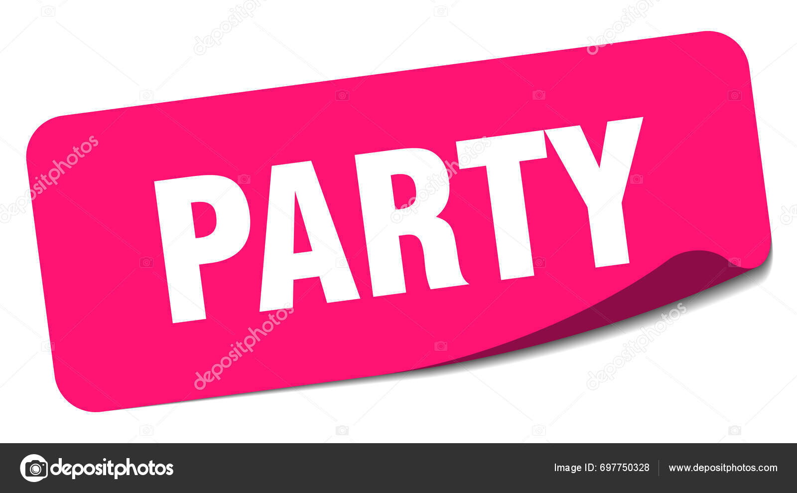 Party Sticker Party Rectangular Label Isolated White Background Stock ...