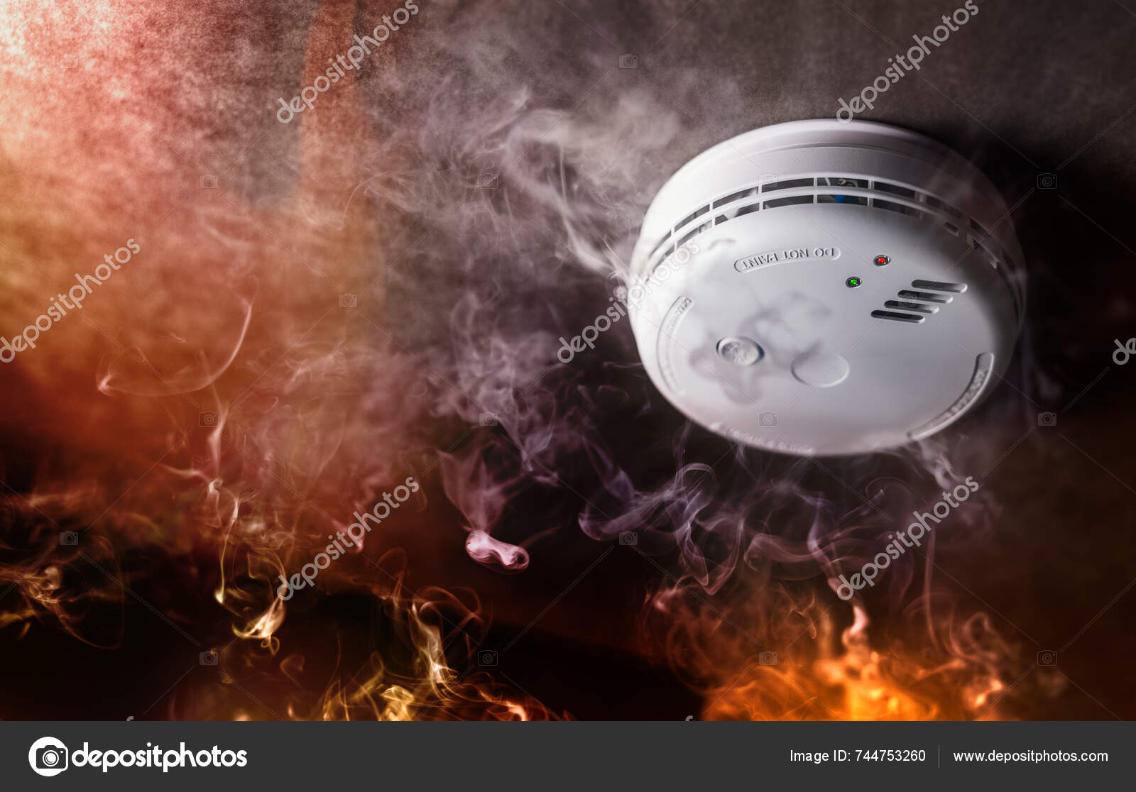 Smoke Detector Fire Alarm Action Background Copy Space — Stock Photo ...