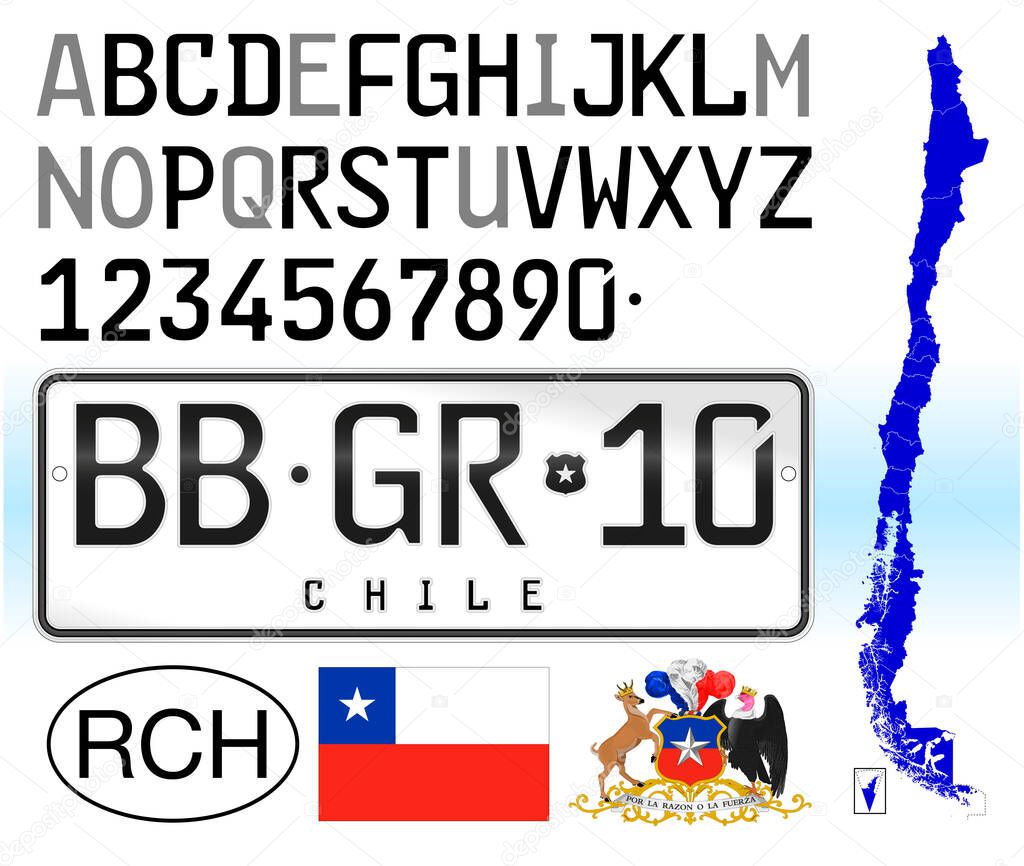 Chile coche matrícula nuevo estilo, 2014, letras, números y símbolos ...
