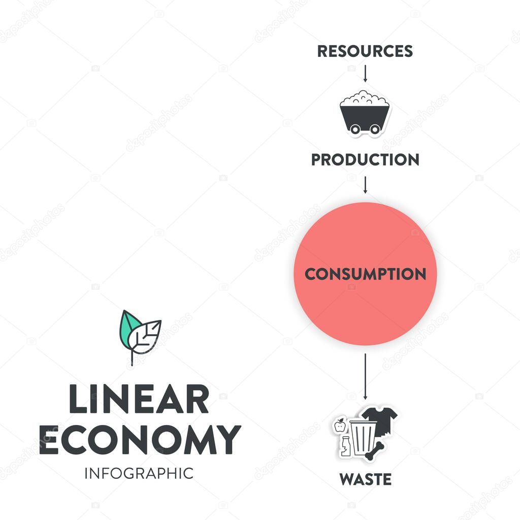 El diagrama de infografía vectorial del concepto de economía lineal ...