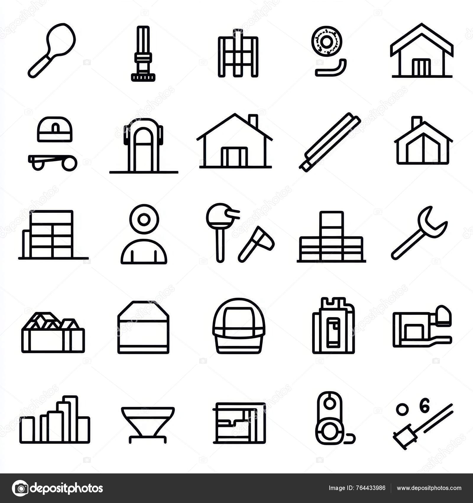 Collection Simplistic Line Icons Representing Various Tools Equipment ...