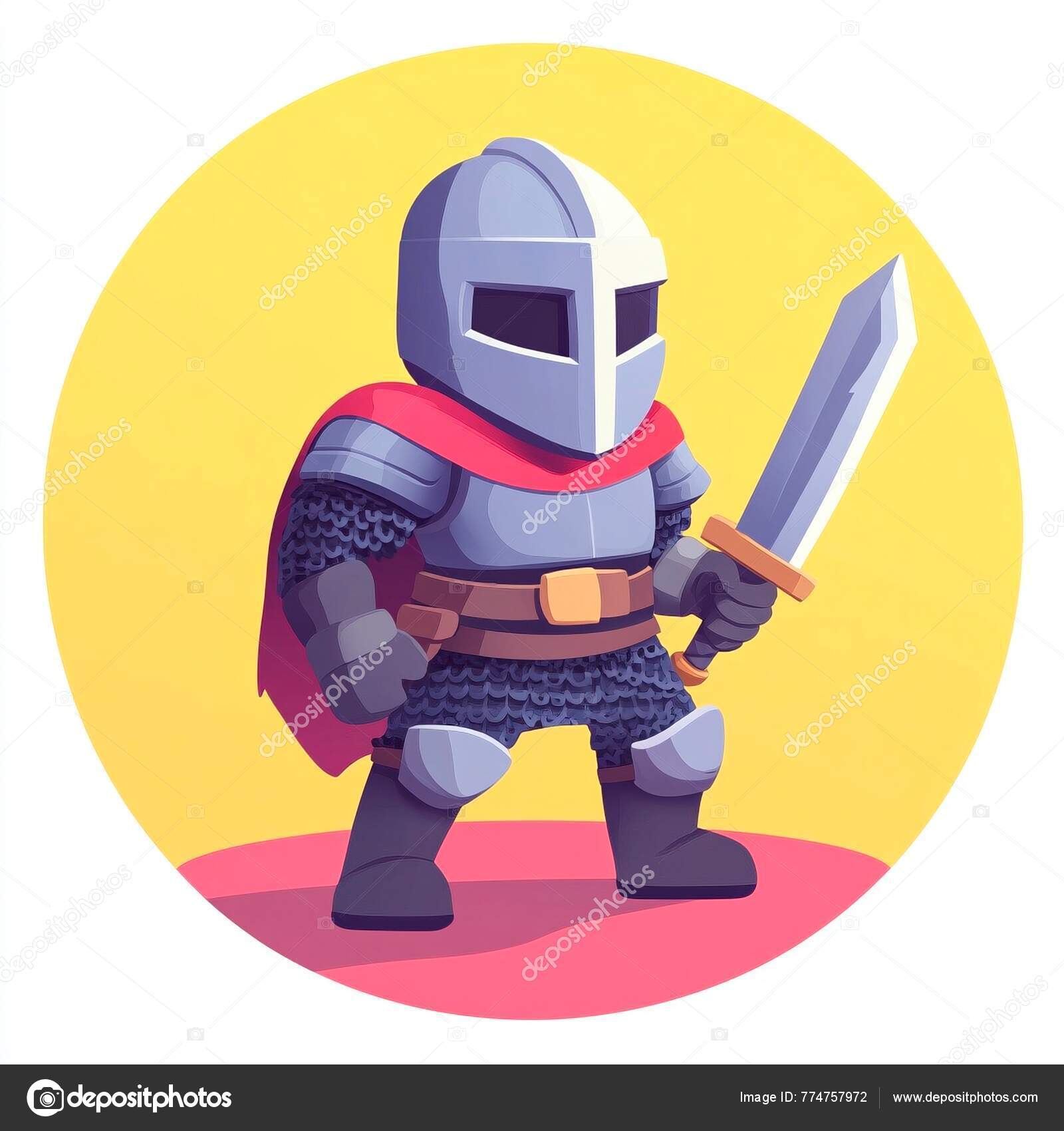 Medieval Knight Sword Cartoon Vector Illustration — Stock Photo ...