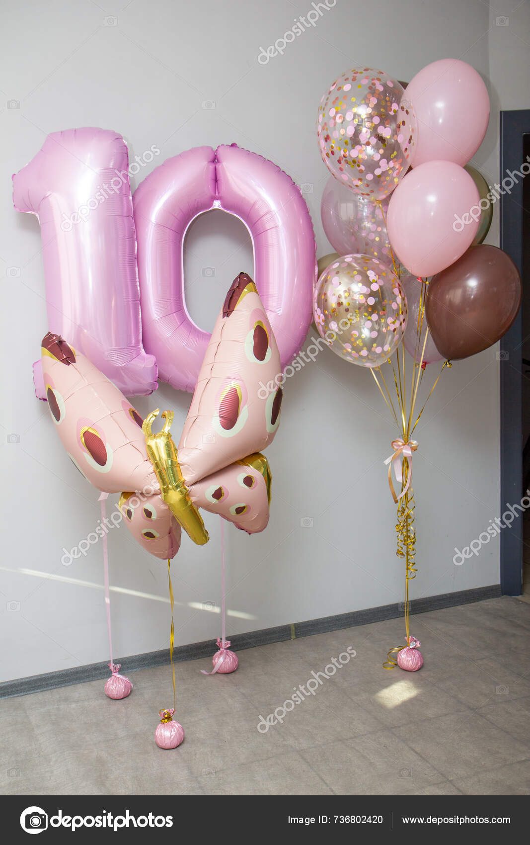 Set Balloons Pink Numbers Pink Butterfly Balloon Bunch Helium Balloons ...
