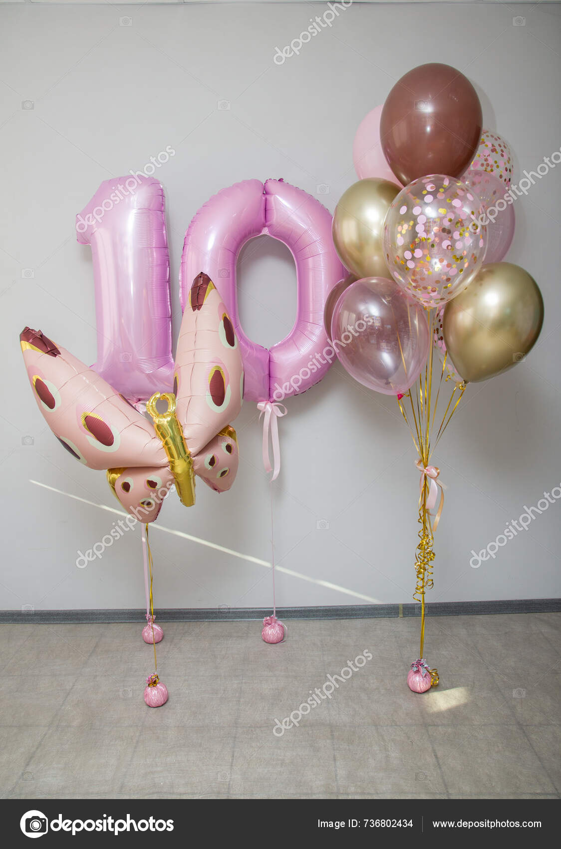 Set Balloons Pink Numbers Pink Butterfly Balloon Bunch Helium Balloons ...