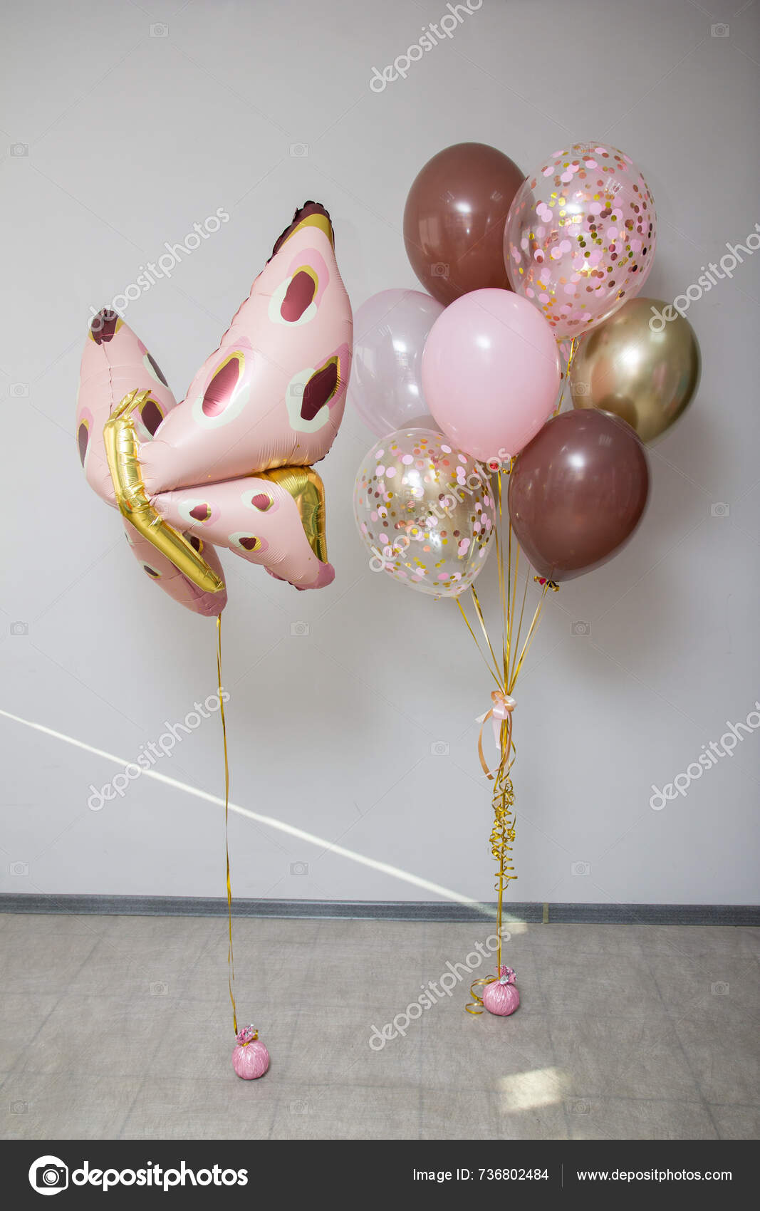 Set Balloons Pink Numbers Pink Butterfly Balloon Bunch Helium Balloons ...